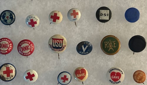 Lot of 48 5/8” to 7/8” vintage Red Cross USO Liberty Loan pinback ...