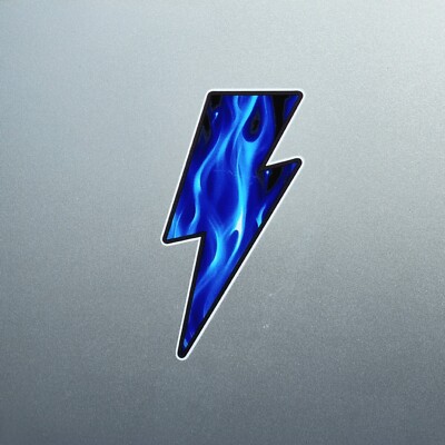 Cool Blue Fire Flames Lightning Bolt Strike Vinyl Sticker Decal For Car ...