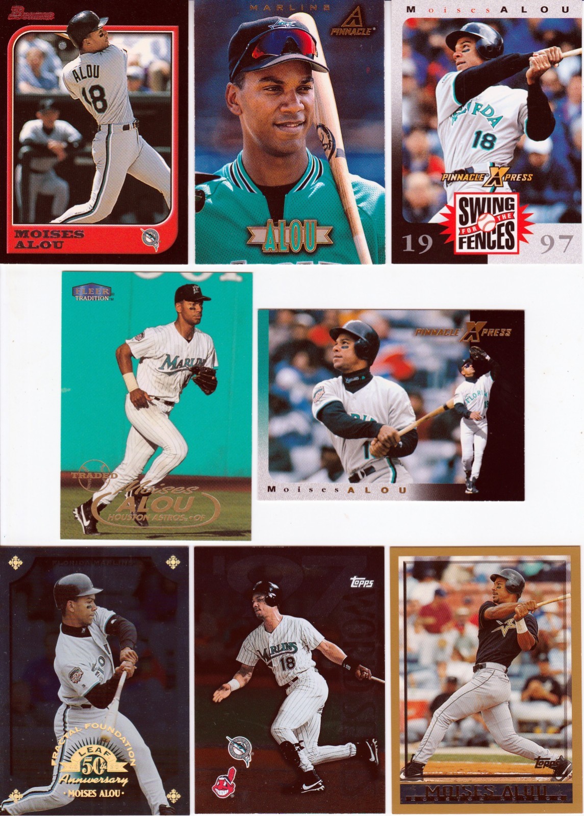 Huge 150 + different MOISES ALOU cards lot 3 RC 1990 - 2009 Expos ...