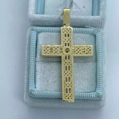 2Ct Lab Created Diamond Baguette Cross Religious Pendant 14K Yellow ...