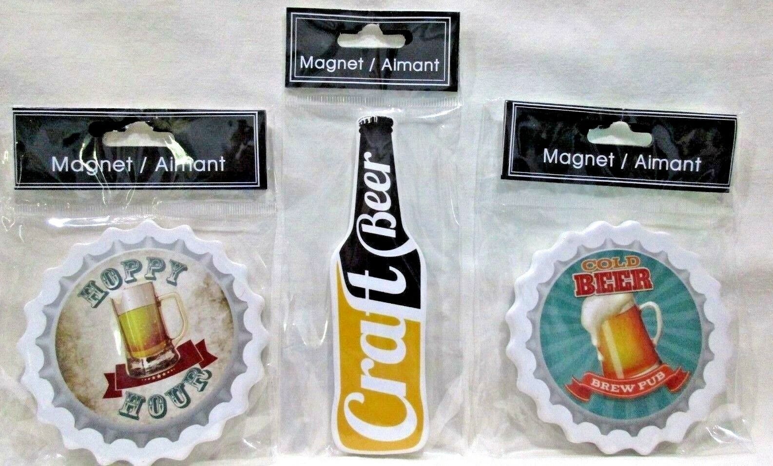 Lot of 3 - Ceramic Beer Refrigerator Magnets Man Cave *See Photos | eBay