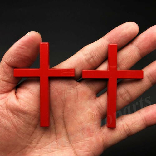 2x 3D Red Metal Cross Crucifix Car Trunk Side Fender Emblem Badge Decal ...