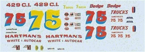 Winscals #75 Hartman's White & Autocar Daytona USAC decal | eBay