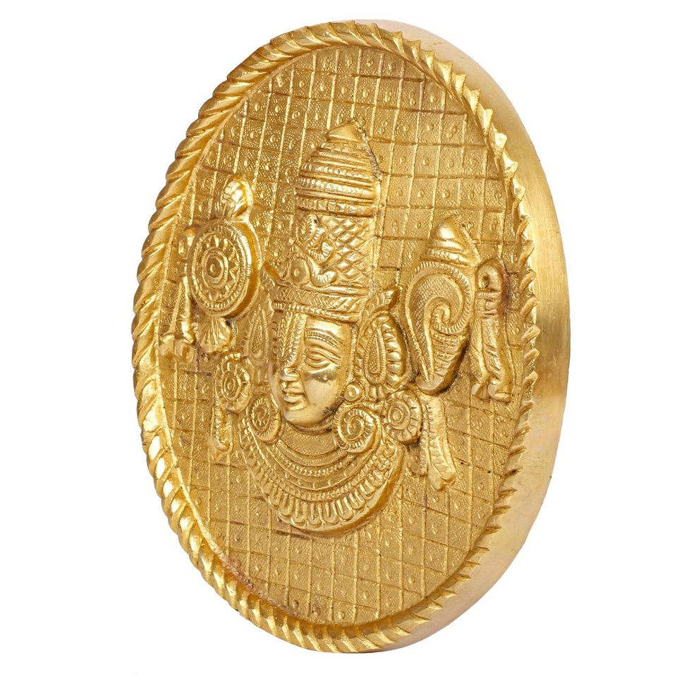 Brass Lord Tirupati Balaji Sri Venkateswara Balaji with Shankh Chakra ...
