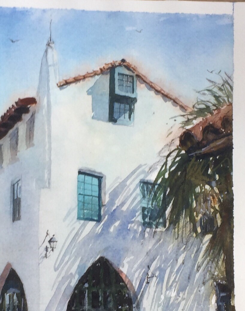 Watercolor Original Painting "Santa Barbara, California" 11" x 15" NOT ...