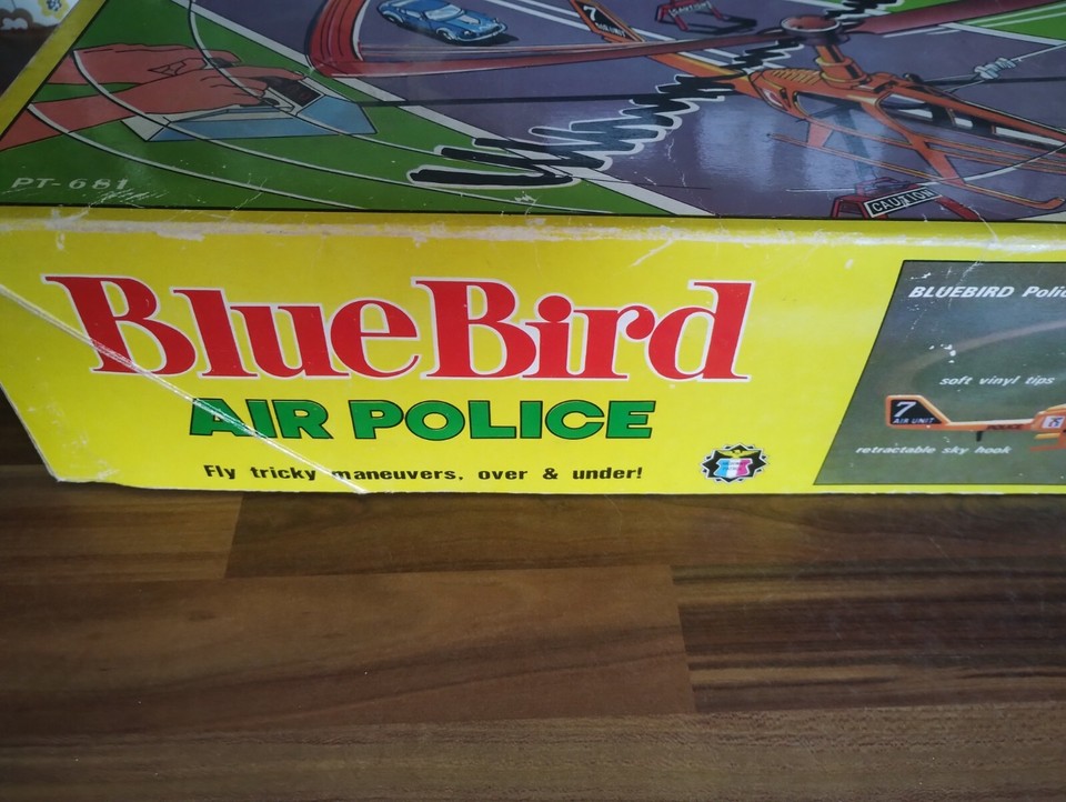 Vintage 1970s BlueBird Air Police PT681 Helicopter Toy Mattel VertiBird ...