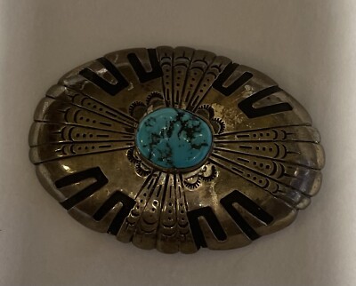 Native American Navajo Tommy Singer Silver Turquoise Belt Buckle Signed ...