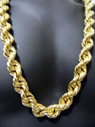 14K Gold Finish Hip Hop Rope Dookie Chain Chunky Twisted Necklace 30 ...