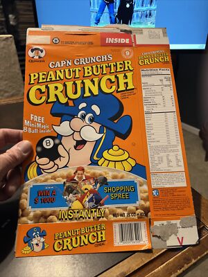 Vtg 1980-90 Empty Flat Cereal Box Cap’n Crunch Peanut Butter Shopping ...