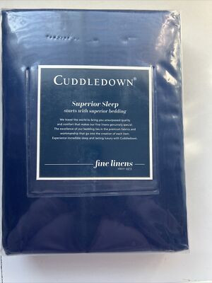 Cuddledown King Duvet Cover Navy Sateen 100% Cotton 400TC 107”x 92” | eBay