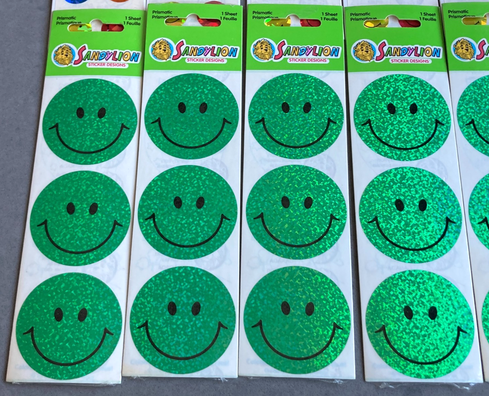1990's Vintage SANDYLION Smiley Face STICKER SHEETS lot of 15 unopened ...