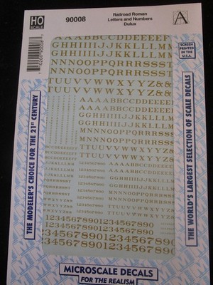 HO Scale Decals Railroad Roman Letters & Numbers by Micro Scale (90008 ...