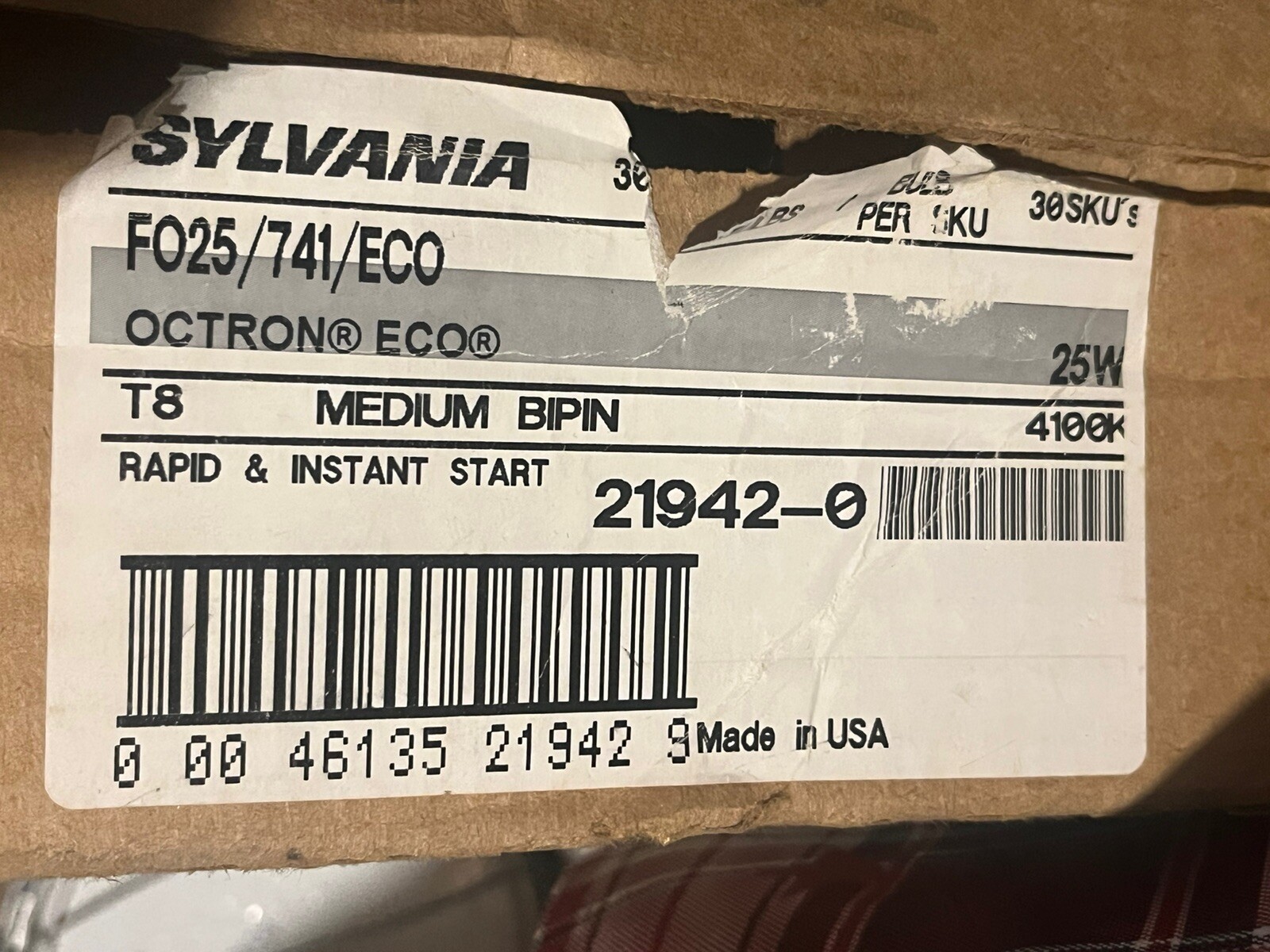 30 Sylvania 21942 FO25/741/ECO 36” 25W 4100K T8 Fluorescent Tube Light Bi Pin | eBay