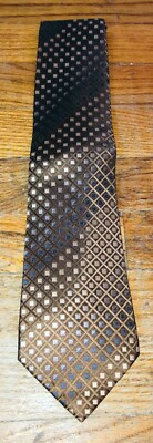 Vintage Kenneth Cole Mens Silk Tie Necktie Gold Diamond Square Pattern ...