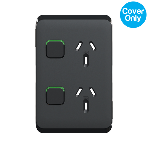 Clipsal+Iconic+Vertical+Double+PowerPoint+10a+Skin+Solid+Edge+Black+%7C ...