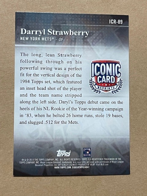 Darryl Strawberry '84 Topps RP ~ 2019 Topps Iconic Cards #ICR-89 New ...
