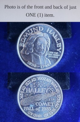 Edmund Halley Halleys Comet Fall Of 1985 1 Troy Oz 999 Fine Silver ...