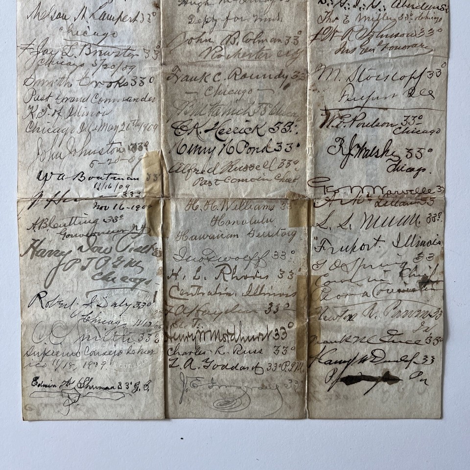 Wonderful freemason - masonic 33 degree certificate signed by many | eBay