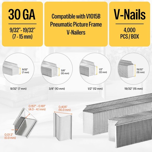 4,000 Counts Picture Frame Nails, 7mm V Nails Hardwood Type for Picture ...