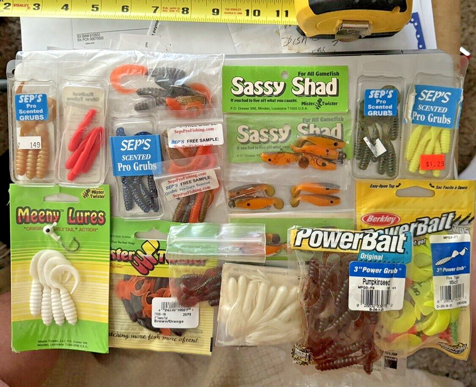 Mister Twister SEPS Power Bait Sassy Shad Jig bodies tube jig lot of 19 ...
