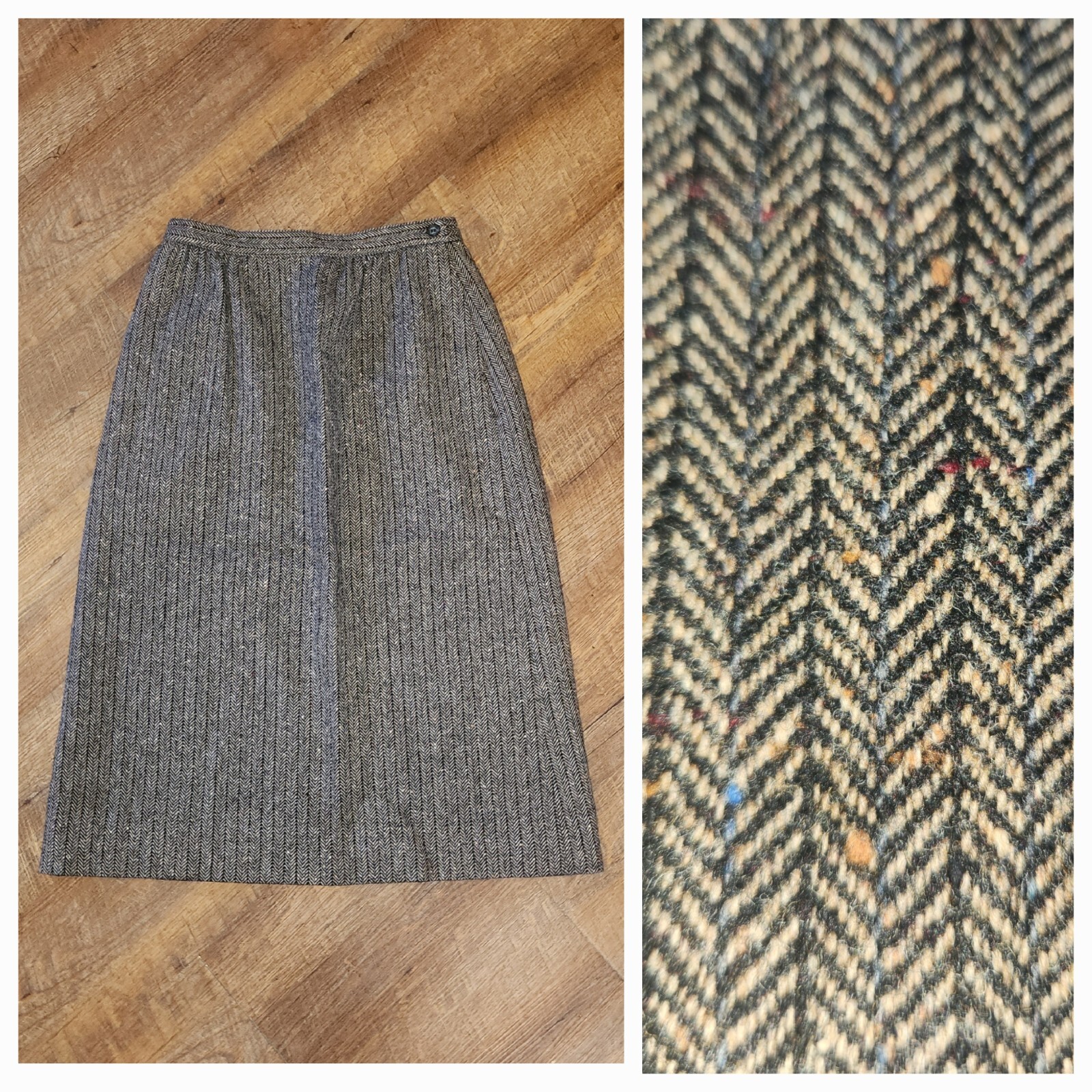 1970s Vintage PENDLETON Wool Herringbone Pencil Skirt… - Gem