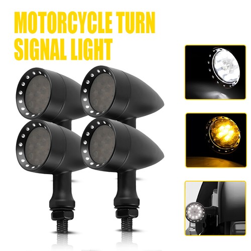 4x 12V Motorcycle LED Blinker Turn Signal Lamp White+Amber For Light 10 ...