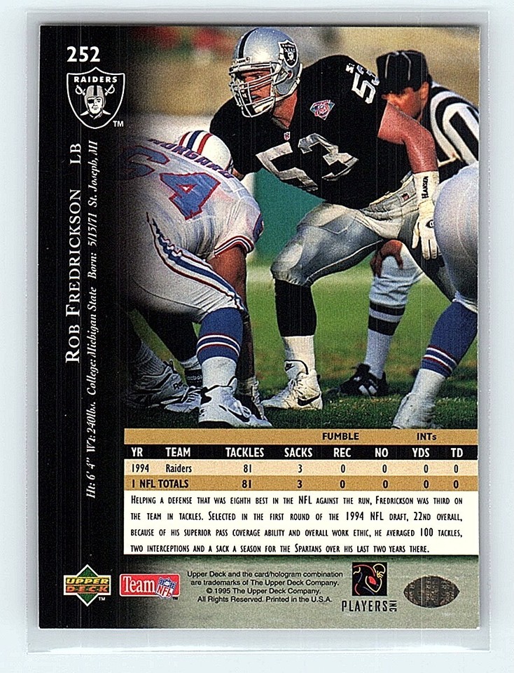 1995 Upper Deck Rob Fredrickson Oakland Raiders #252 | eBay