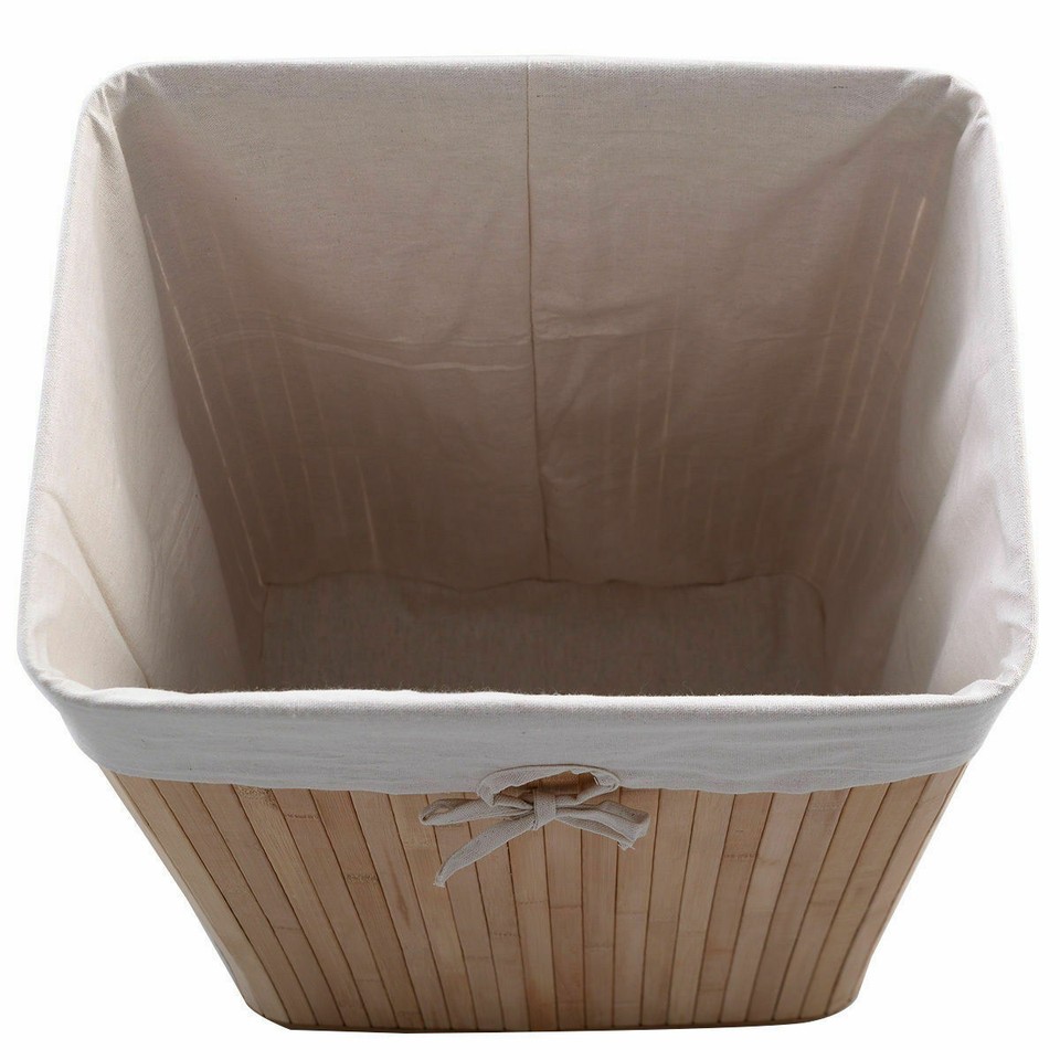 Costway Rectangle Bamboo Hamper Laundry Basket Washing Cloth Bin ...