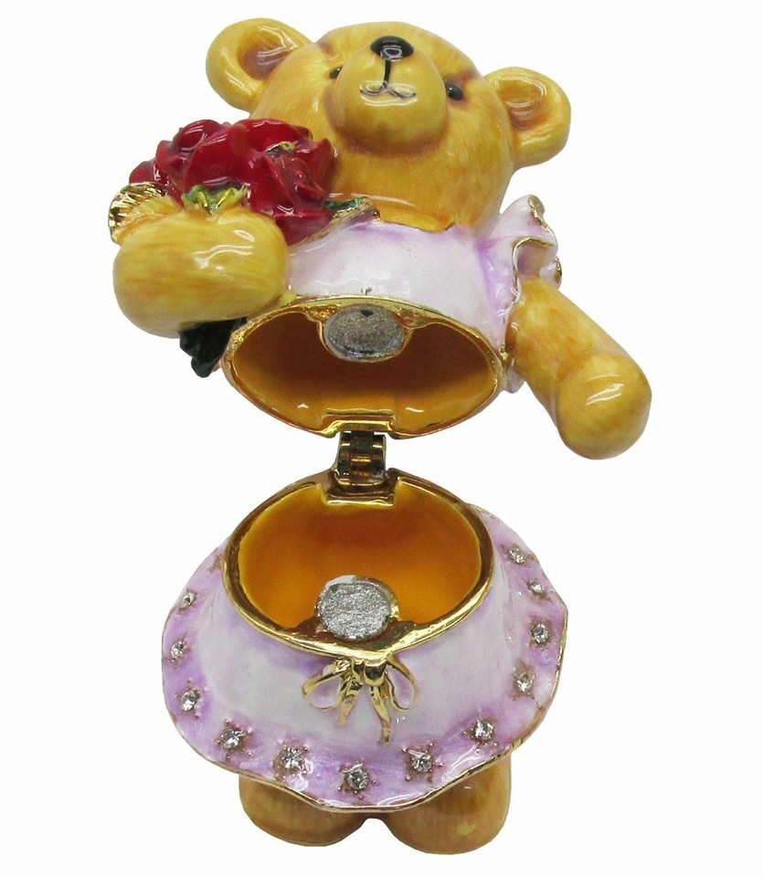 Teddy Bear Jeweled Trinket Box with Austrian Crystals | eBay