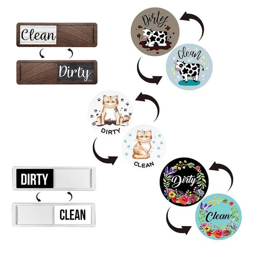 Dishwasher Stickers Clean Dirty Sign Tells Whether Dishes Are Clean or ...
