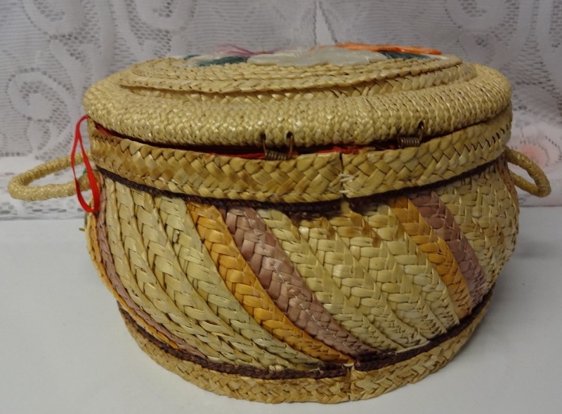 Vintage China Straw Wicker Woven Crafts Sewing Basket Box | eBay