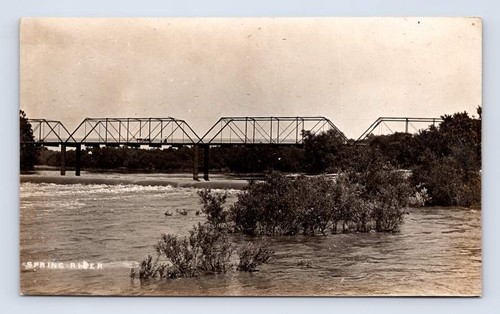 Spring River Bridge BAXTER SPRINGS Kansas RPPC Antique Photo Herington ...