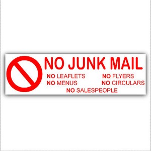 No Junk Mail,Leaflets,Menus,Flyers,Circulars,Salespeople-Letterbox ...