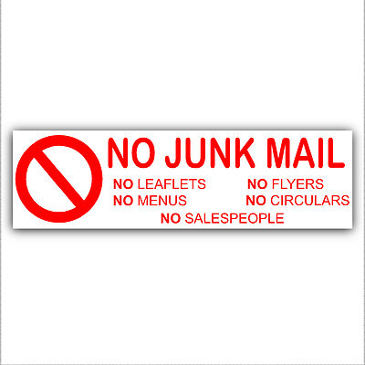 No Junk Mail Leaflets Menus Flyers Circulars Salespeople Letterbox ...