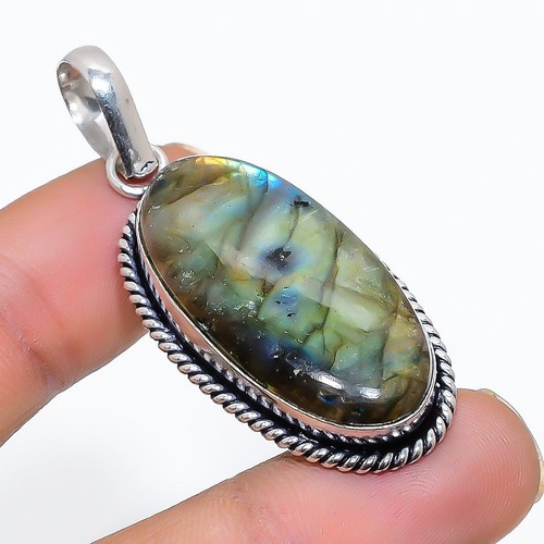 Pietra Labradorite Artigianale 925 Sterling Argento Gioielli Ciondolo ...