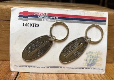 2 Vintage CHEVROLET - Lost Key / Mail Return Brass Key Tags - Preowned ...