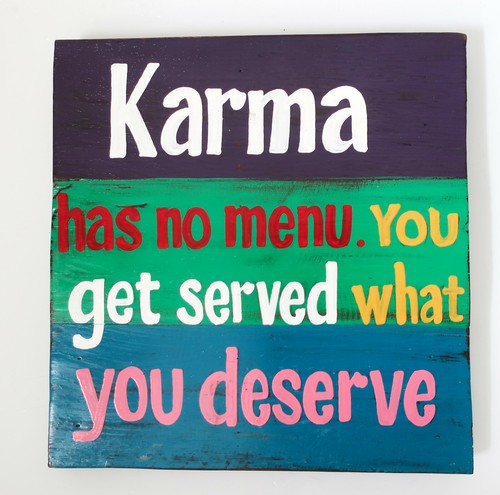 30 x 30 cm mur rustique en bois signe d'inspiration : le karma n'a pas ...