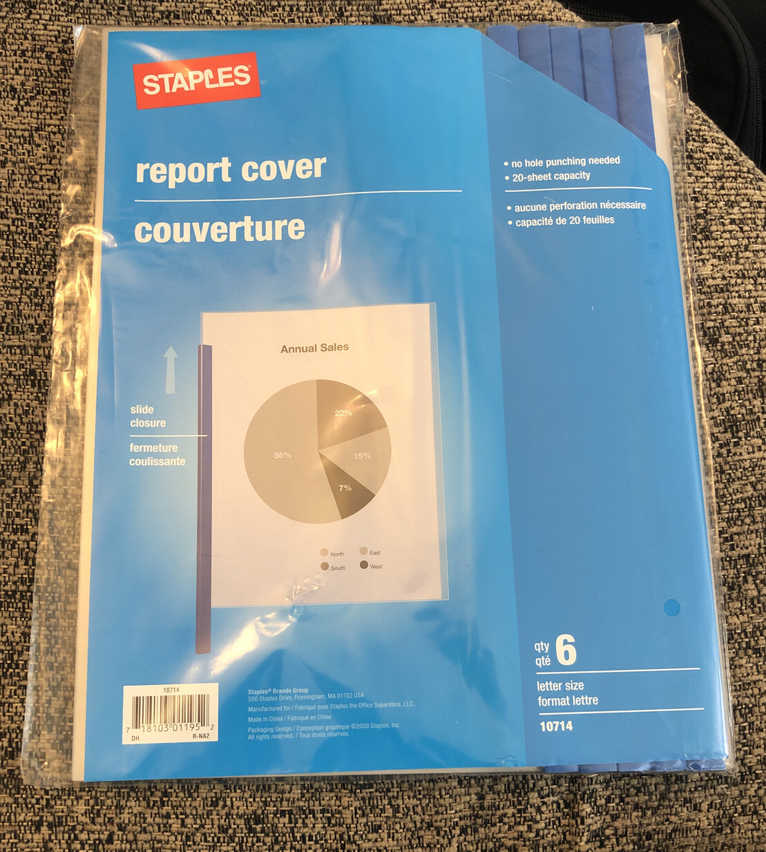 6 Pack Staples SWING SPINE REPORT COVER Clear Front/Blue Back Letter ...