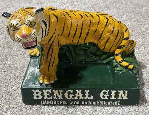1960's Bengal Gin Tiger Chalkware Advertising Back Bar Display Ashtray ...