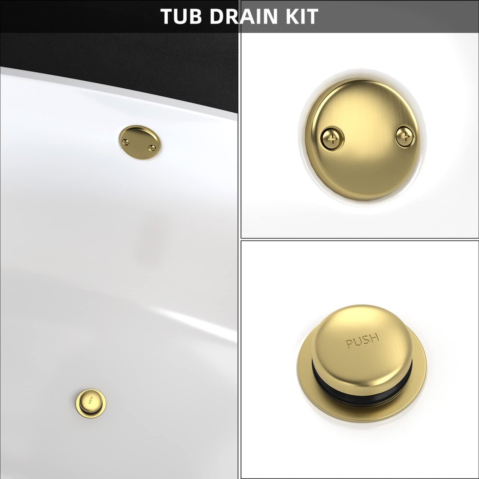 All Metal Tip-Toe Bathtub Drain Kit with Two-Hole Overflow Faceplate ...