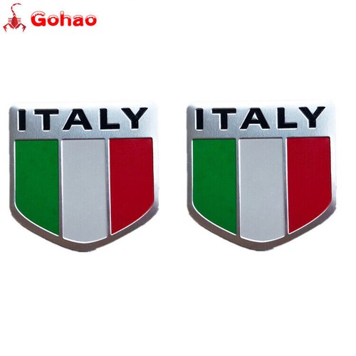 2x ALUMINUM Italy Italian Flag Emblem Sticker Badge Decal Car Truck ...