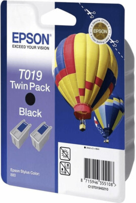 Original Epson Ink Cartridge 2-Pack T019 Black for Stylus Color 8 880 ...
