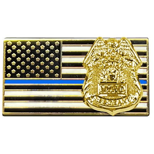 BFP-005 New York Police Department Sergeant American Flag Pin Thin Blue ...
