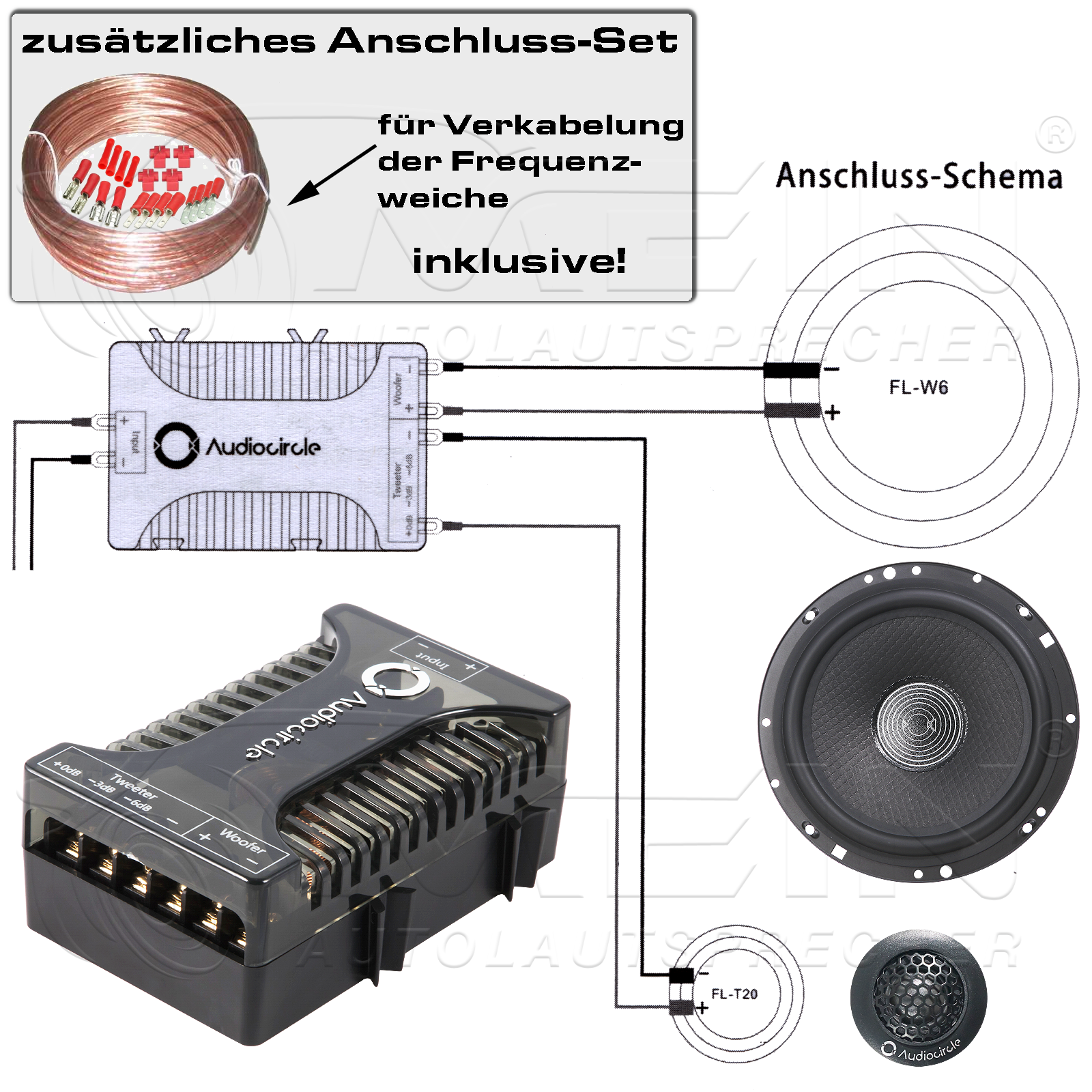AUDIOCIRCLE LAUTSPRECHER für VW T6 Bus 2015-2019 Front Vorn 2-Wege 120W ...