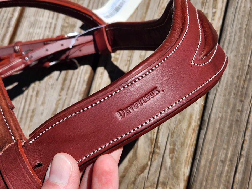 NWT Devoucoux Crystal Brow Padded Monocrown Brown Dressage Double ...