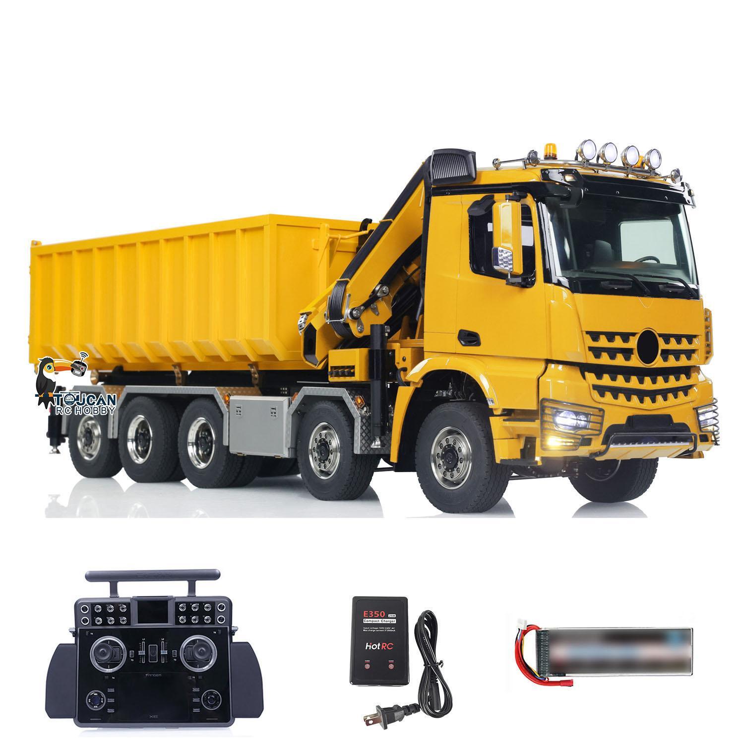1:14 10x10 Metal RC Hydraulic Dump Car Remote Control Crane Full Dumper ...