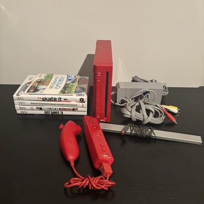 Nintendo Wii Red RVL-001 USA Console GameCube Compatible Bundle Lot ...