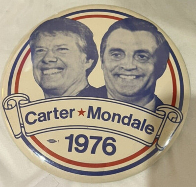 1976 JIMMY CARTER MONDALE 6" campaign pin pinback button political ...