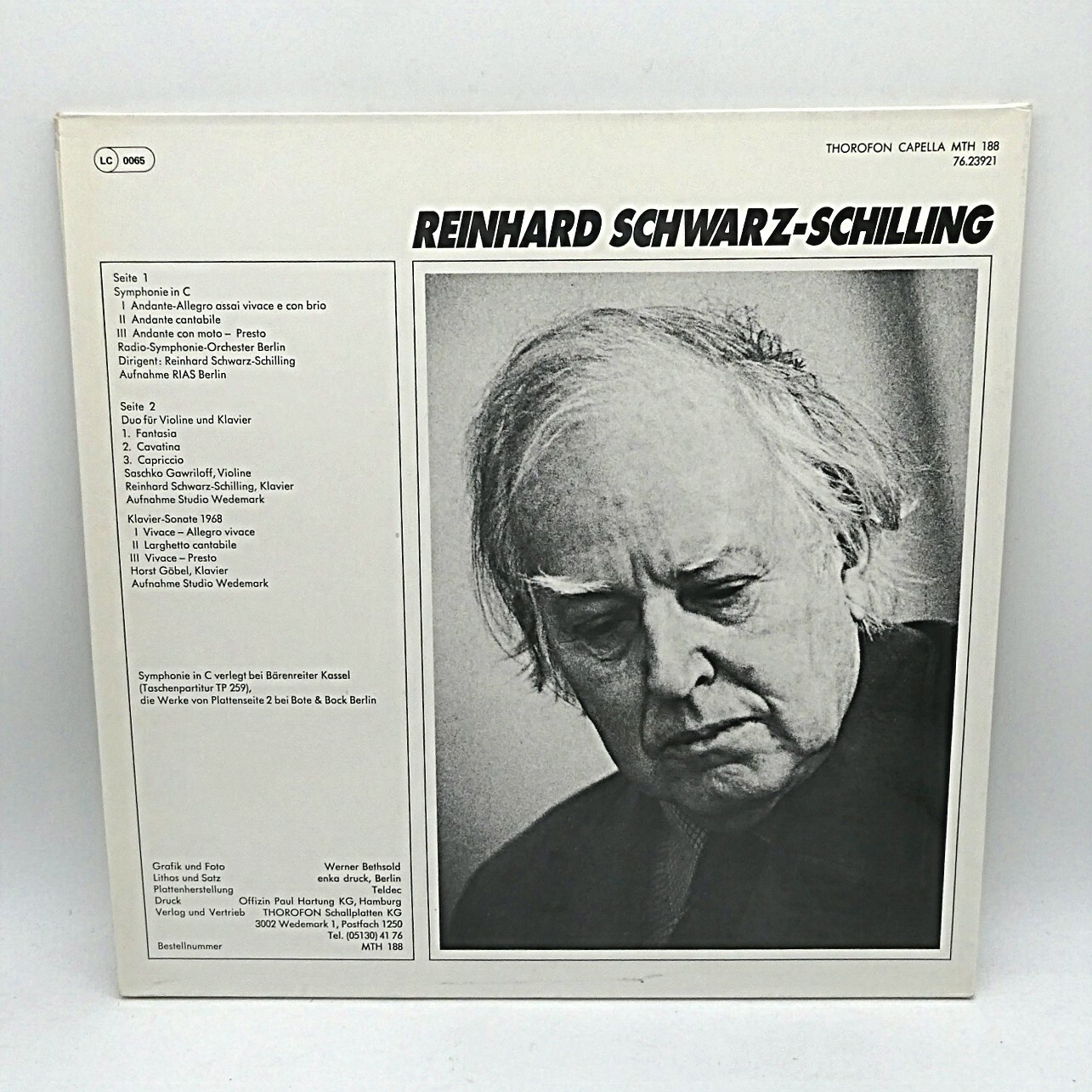 Rare Vinyl Klassik Lp Reinhard Schwarz-Schilling Berliner ...