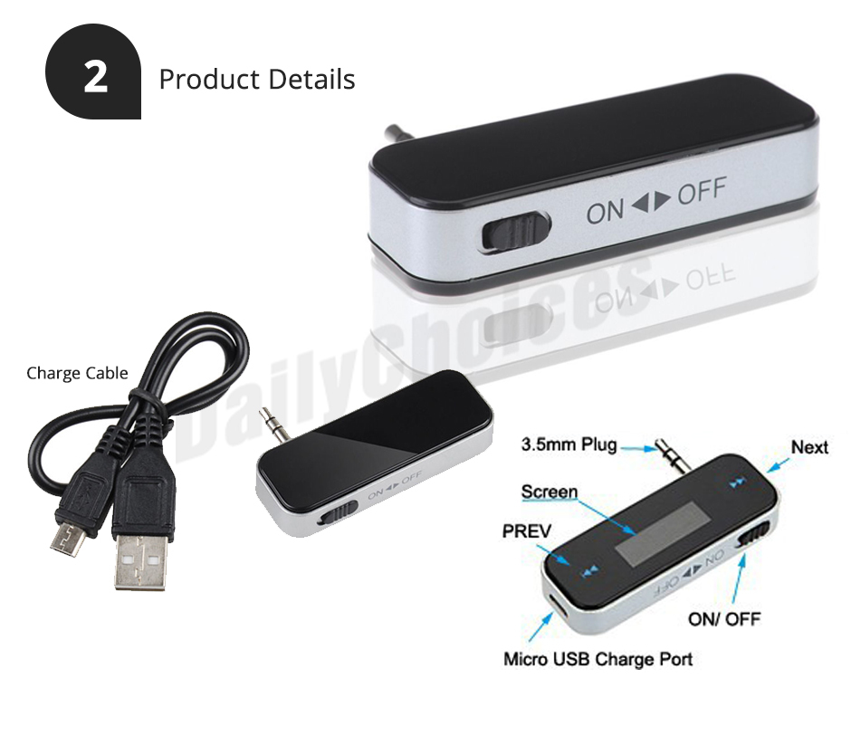 Bluetooth Car FM Transmitter 3.5mm Wireless Radio Adapter USB Charger ...